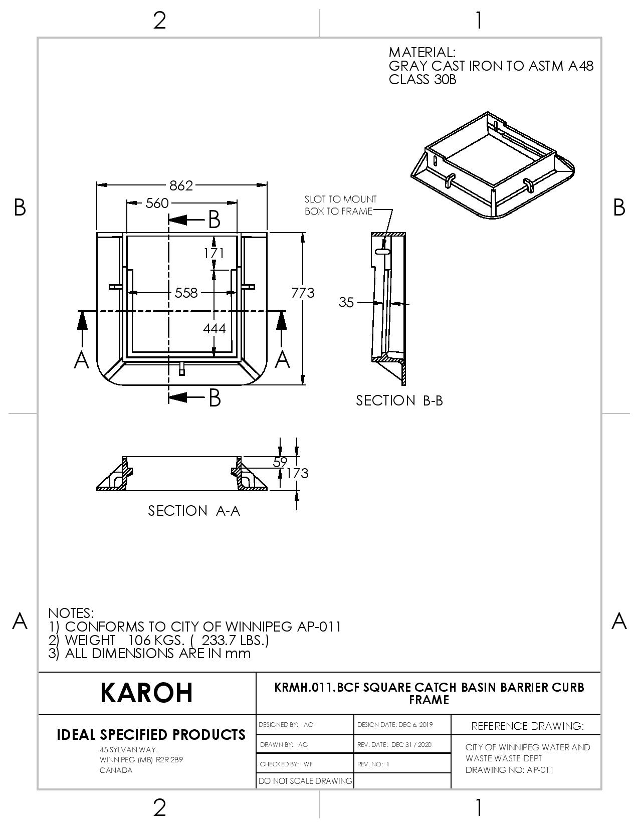 KR011-F SQUARE CATCH BASIN BARRIER CURB FRAME - Ideal Specified Products KR011-F SQUARE CATCH BASIN BARRIER CURB FRAME - Ideal Specified Products